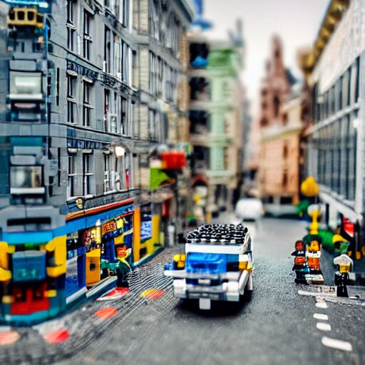 mini lego in the city, photorealistic, highly detailed, sharp fo ...