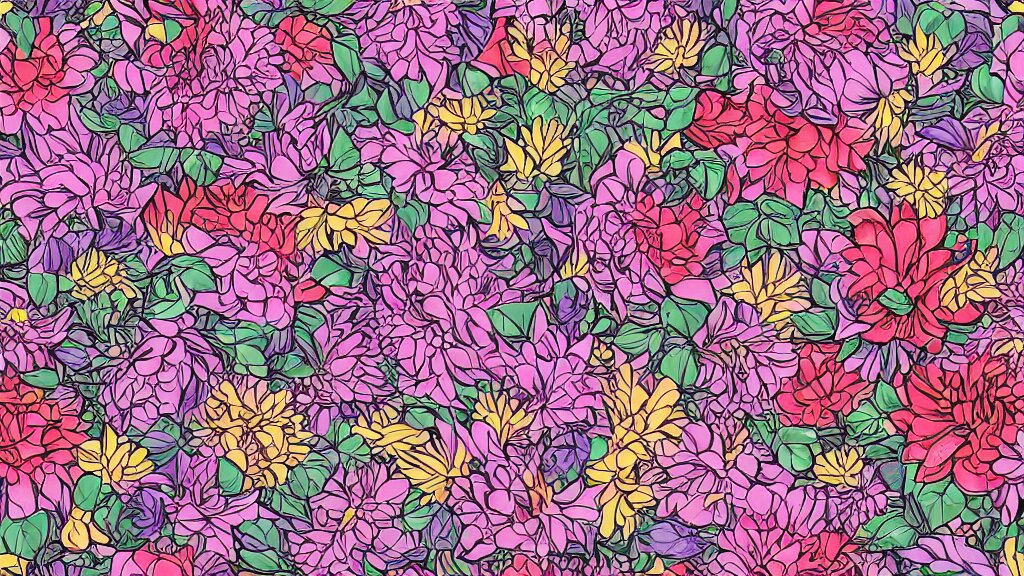 Lexica - A seamless gigantic flower demon pattern, horror, pastel ...