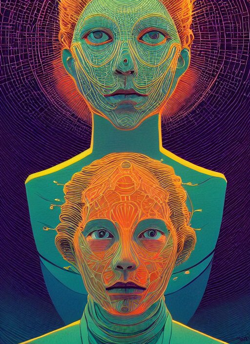 Lexica - Symmetry!! stunning portrait of louise michel!! by victo ngai ...