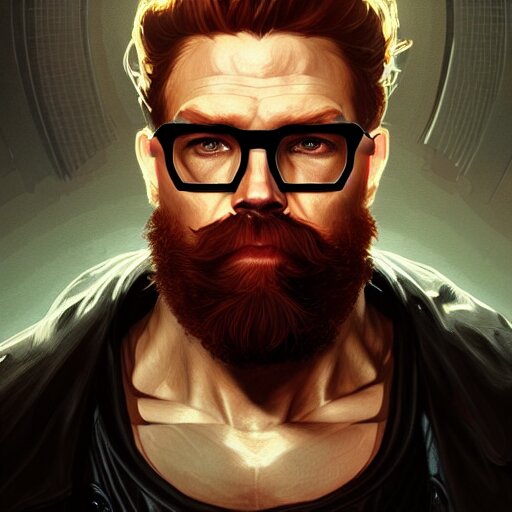 Lexica - Portrait of a ginger bearded man with glasses, sci - fi ...
