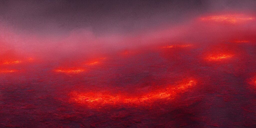 Lexica - A boiling and flaming red sea, illustration, raining, dark and ...