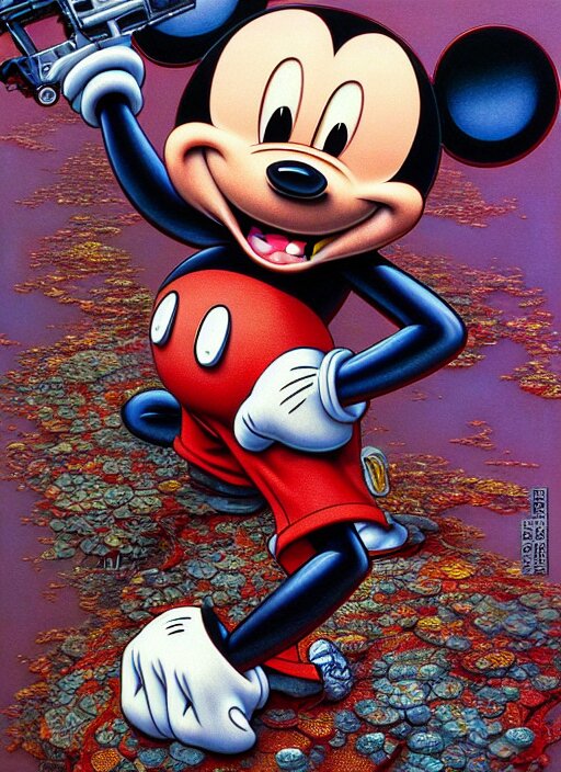 Lexica - Realistic detailed image of Mickey Mouse with a gun ,Ayami ...