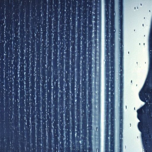 Lexica - Dark photo of dark blue rainy bedroom window at night, dimly ...