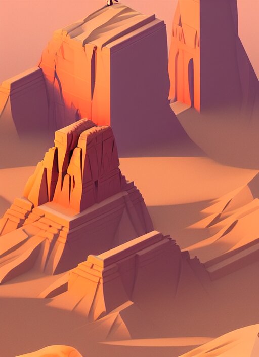 a low poly isometric render of sphinx in the style of monument v ...