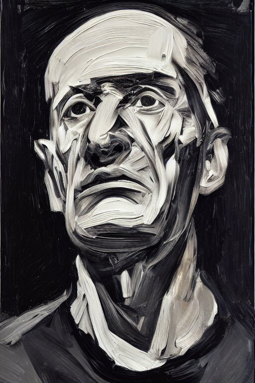Lexica - A portrait a very ordinary person, by Pierre Soulages, impasto ...