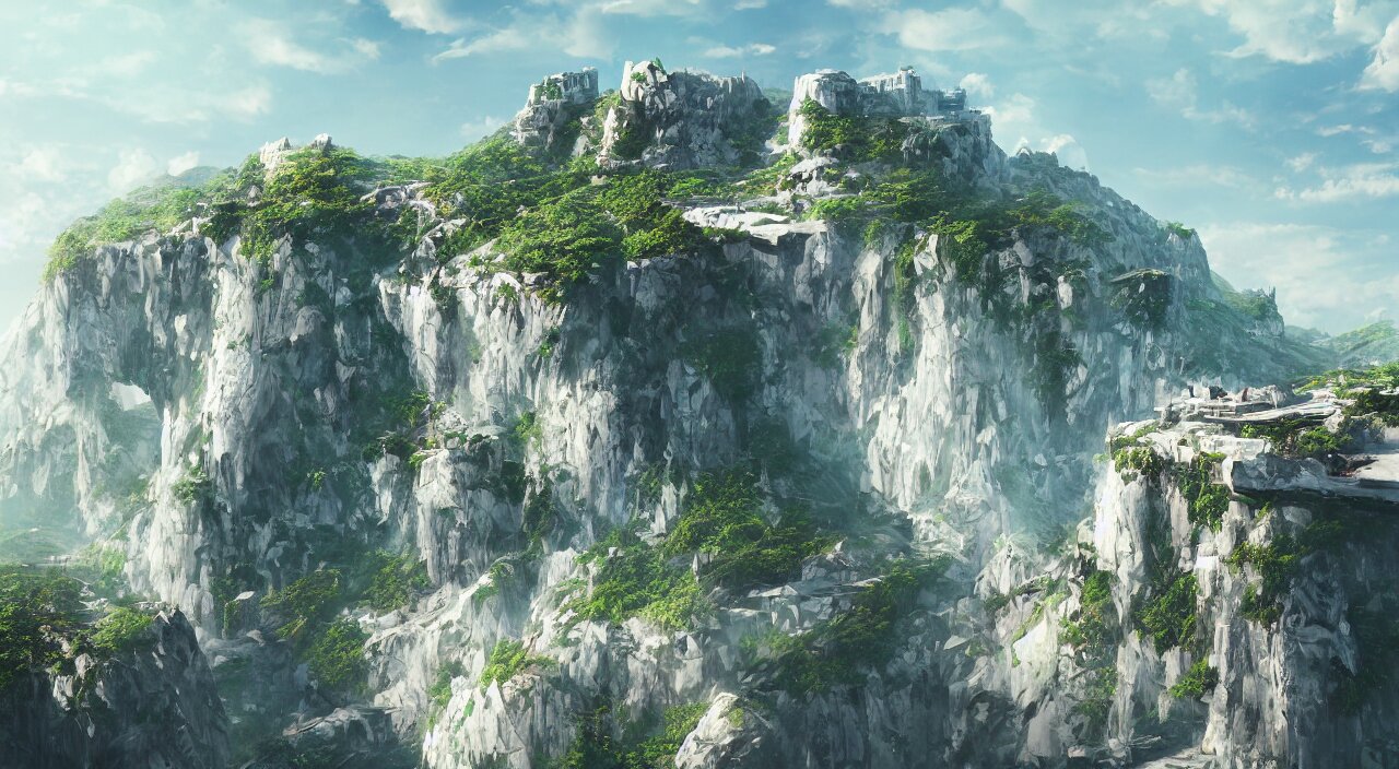 Lexica - giant clear place big white cliff edge megastructure the wall ...