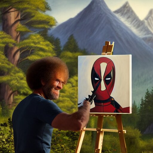 Lexica - A closeup photorealistic photograph of bob ross working on a ...