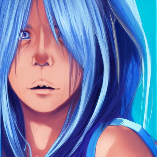 Lexica - Full face shot of rimuru tempest, sky blue straight hair, long ...