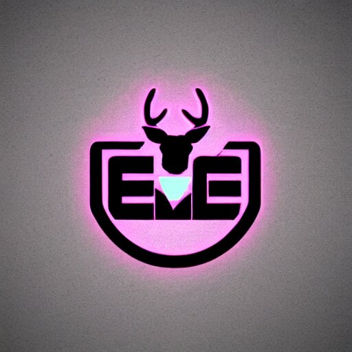 logo for evil corporation that involves deer, retro synthwave st ...