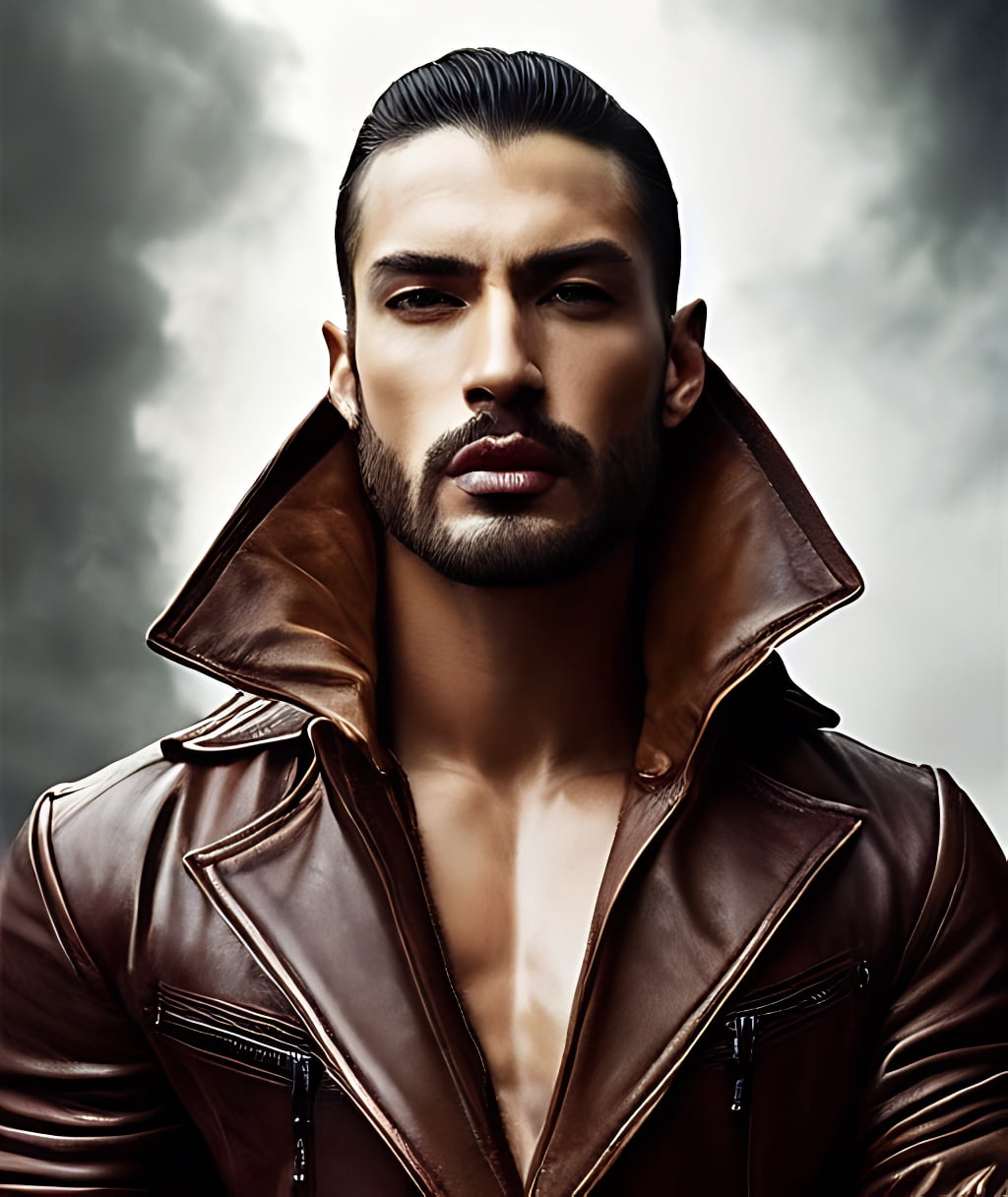 Lexica - Hyper realistic photograph of a attractive man in brown shiny ...