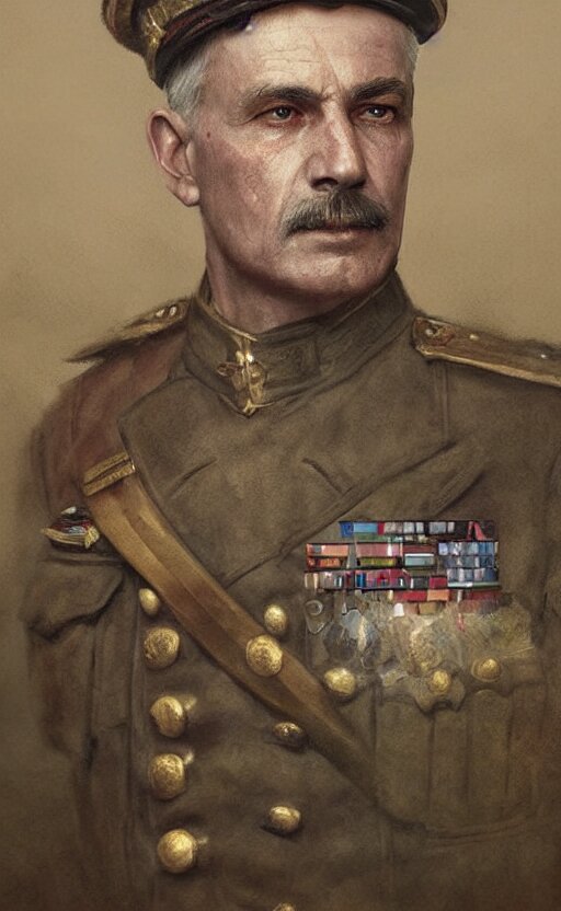 Lexica - Official portrait of a WWI General, male, detailed face, 20th ...