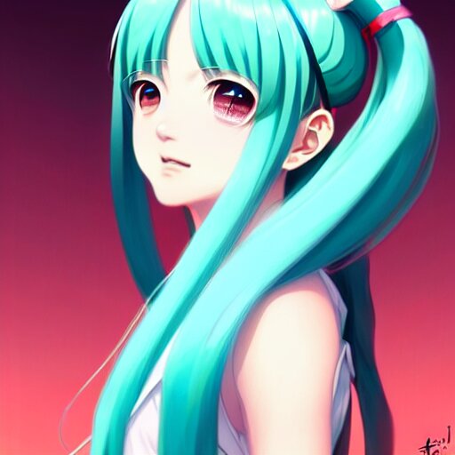 Lexica - Portrait of hatsune miku in miko clothes, anime digital art ...