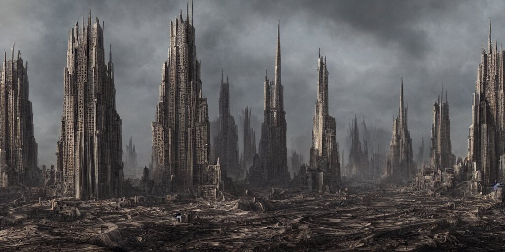 Lexica - Intricate matte painting of grey apocalyptic burned landscape ...
