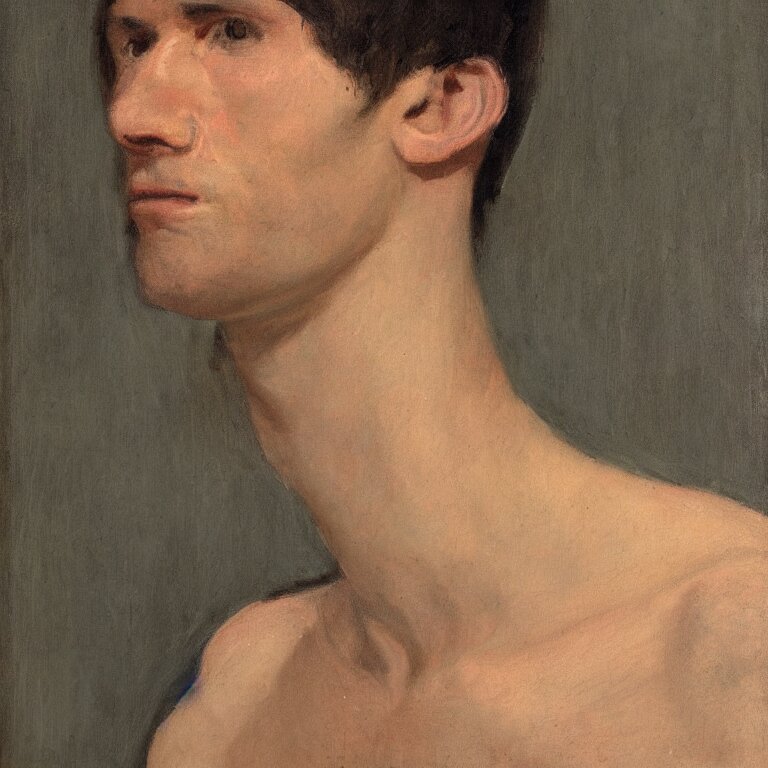 Lexica - Portrait of a man with a 6 foot long neck