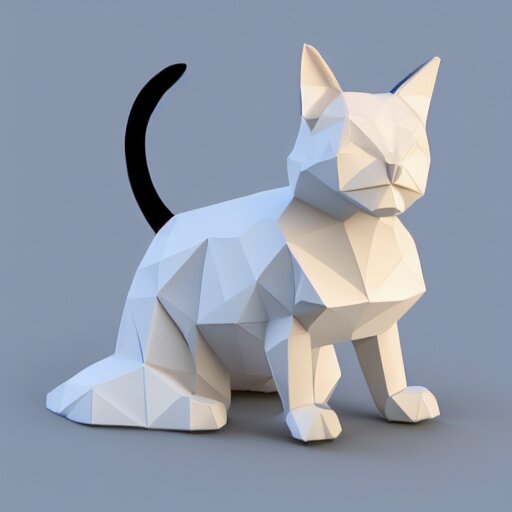 low poly render of a cat on a white background isometric 3D Utra ...