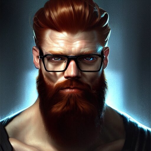 Lexica - Portrait of a ginger bearded man with glasses, sci - fi ...