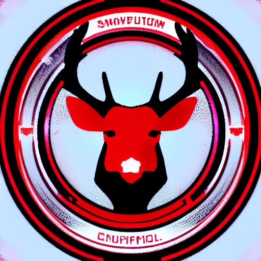 logo for evil corporation that involves deer, retro synthwave st ...