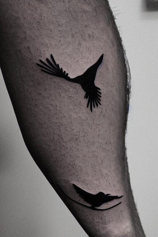 a simple tattoo design of minimalist flying birds, black ink, ab ...
