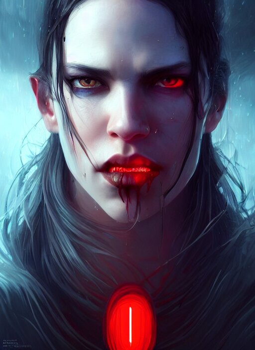 Lexica - Full face epic portrait, vampire with glowing eyes, elden ring ...
