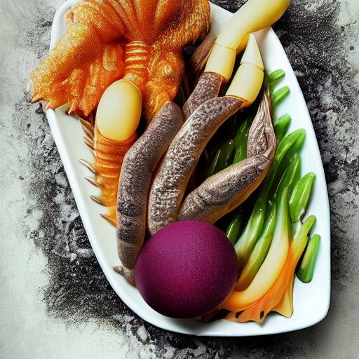 a strange alien meal, photorealistic, 8 k, professional food pho ...