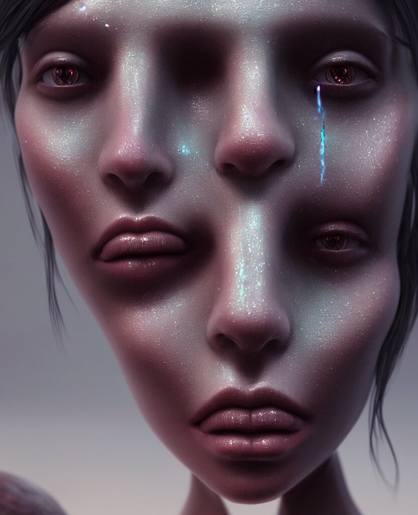 Lexica - Goddess close-up face portrait. with melting bioluminescent ...