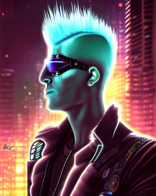 Lexica - Cyberpunk man with mohawk portrait, detailed face and eyes ...