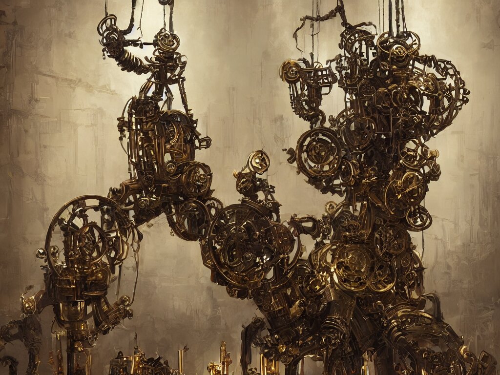 Lexica - Concept art of a giant mechanical clockwork marionette made of ...