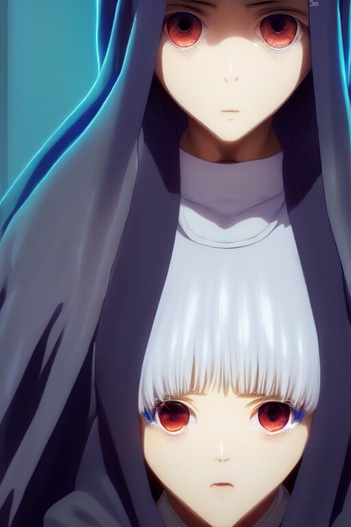 Lexica - Portrait Anime girl in nun clothes, holy church Warhammer ...