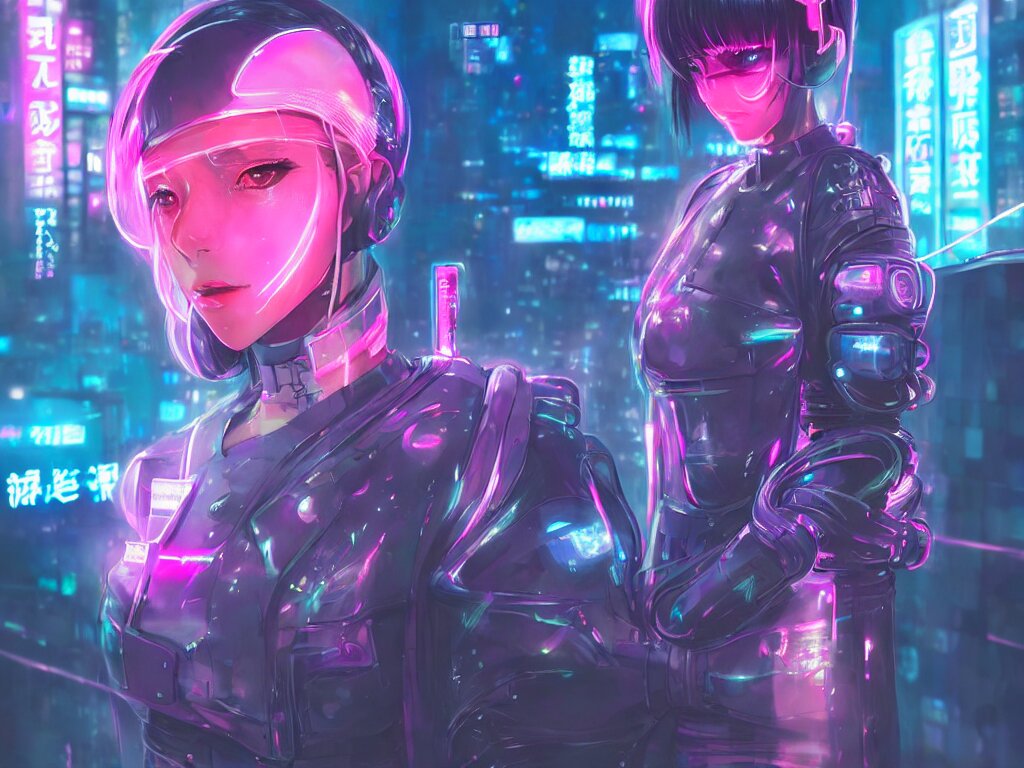 Lexica - Portrait anime visual futuristic female cyber police, on ...