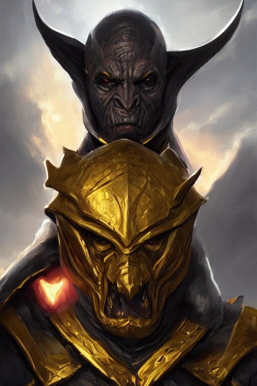 Lexica - Orc in golden armour and black cape with hood, d & d, fantasy ...
