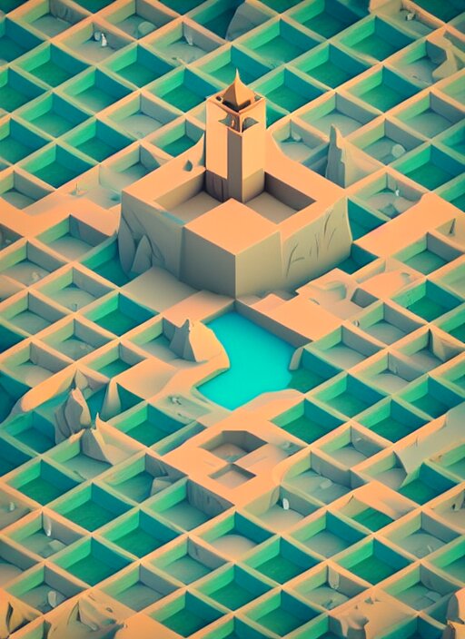a low poly isometric render of saudi arabia in the style of monu ...
