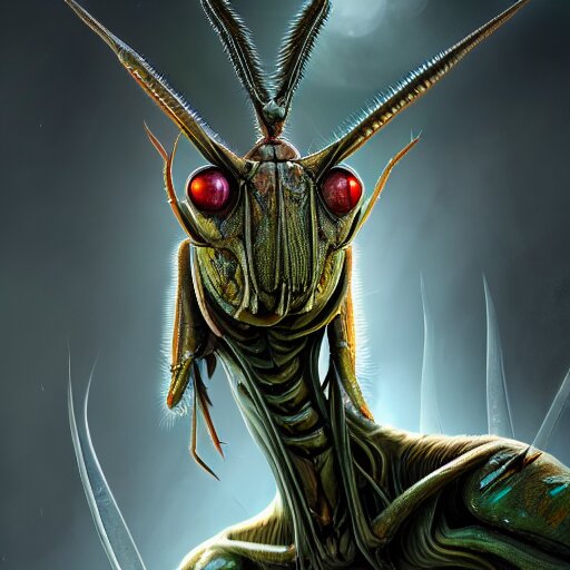 Lexica - A concept art of a mantis assassin, apex predator, antennae on ...