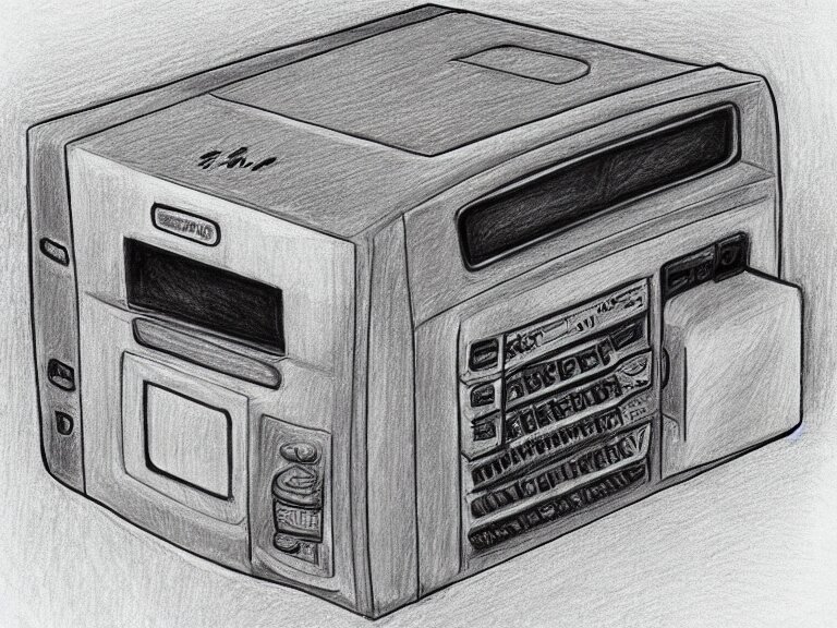Lexica - A pencil drawing of a box computer. by pen tacular