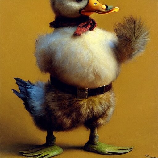 Lexica - A portrait of a furry duck wearing a tshirt and pants, hairy ...