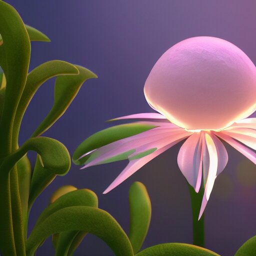 Luminescent flower blooming at twilight, realism, photorealism ...