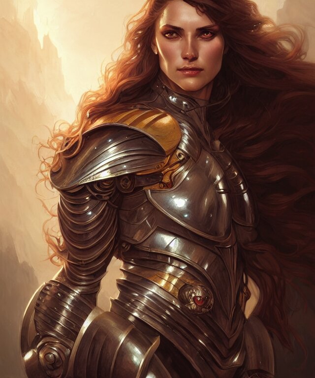 Lexica - Muscular and powerful medieval knight woman portrait, sci-fi ...