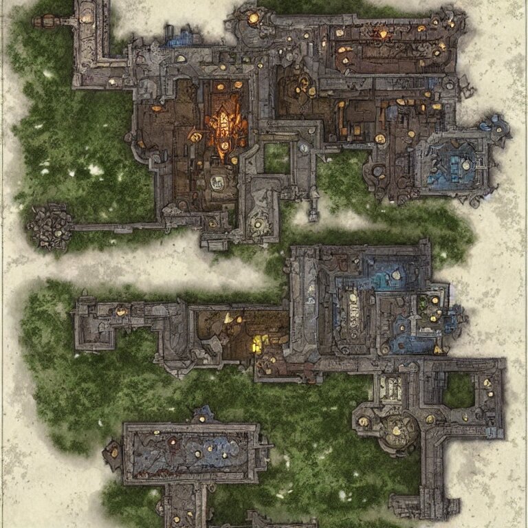 Lexica - Full - color fantasy floor plan map of a dungeon, d & d ...