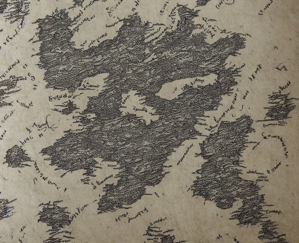 Lexica - Ancient fantasy regional map, magical, etching, intaglio ...