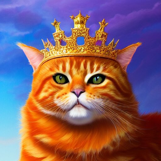 Lexica - Colossal fluffy orange royal king tabby cat wearing a golden ...