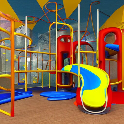 Lexica - An indoor play area with a slide and climbing wall, concept ...