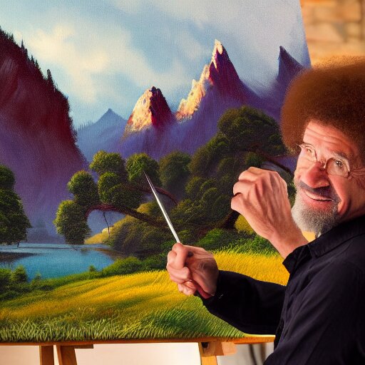 Lexica - A closeup photorealistic photograph of bob ross working on a ...