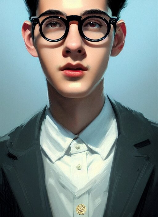 Lexica - Portrait of young dilton doiley, black hair, round glasses, 1 ...