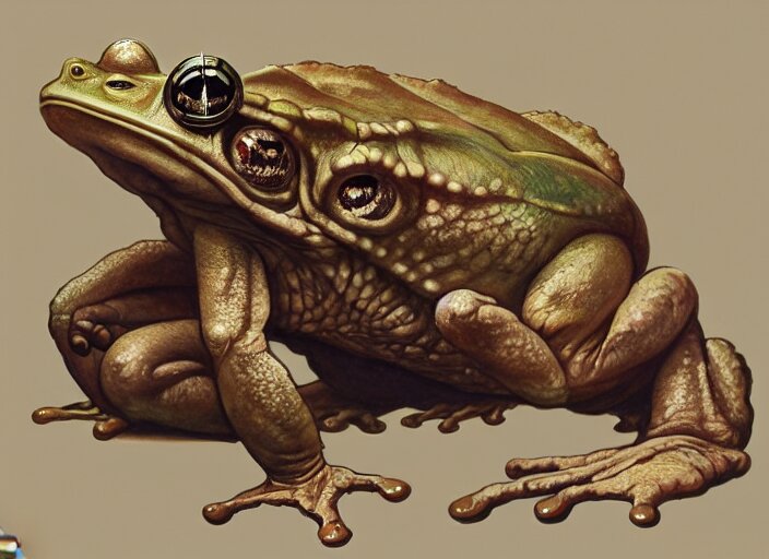 Lexica - A giant frog with a giant cannon in his back, exoskeleton ...