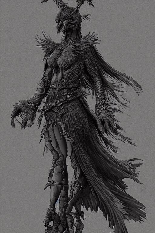 Lexica - Raven, human figure, highly detailed, digital art, sharp focus ...