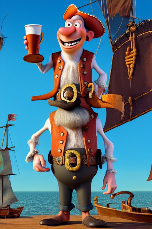 Lexica - Portrait of the pirate blackbeard holding a cup of coffee ...