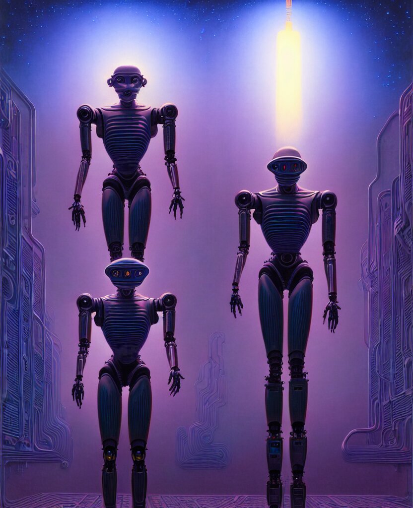 Lexica - Humanoid robot, full body, symmetry, faded colors, exotic ...