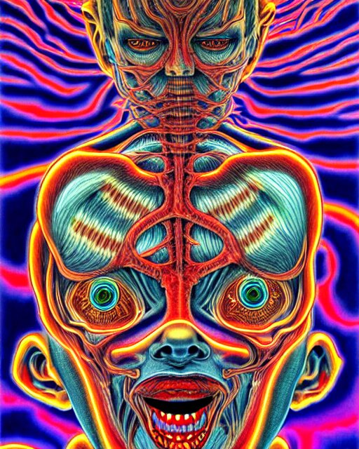 human body breaking away, conjuring psychedelic illustration, pa ...