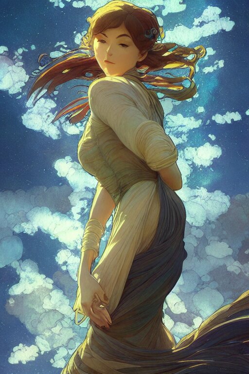 Lexica - A beautiful render of a beautiful female air sprite, wind, a ...