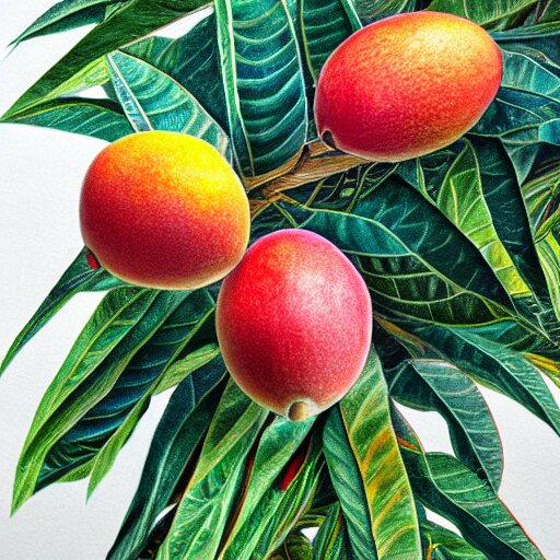 Colored pencil art on paper, Mango tree, highly detailed, artst ...