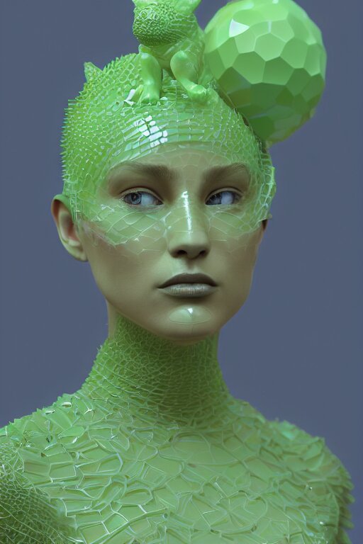 Lexica - Epic 3 d sculpture of trans model, mesh headdress, 2 0 mm ...